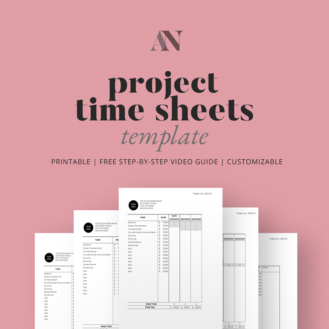 Project Time Sheets Template – Audrey Noakes Shop