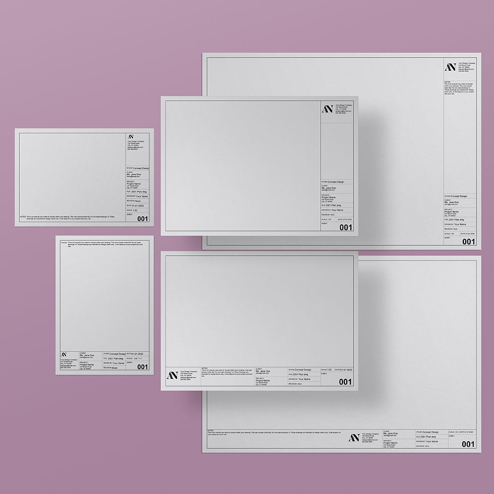 Simple Title Block Templates - A2 / A3 / A4 + 8.5x11 / 11x17 / 18x24 ...